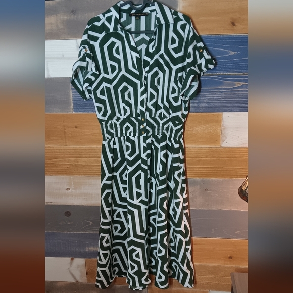 Alex & Parker | Dresses | Alex Parker Dress L White Green | Poshmark